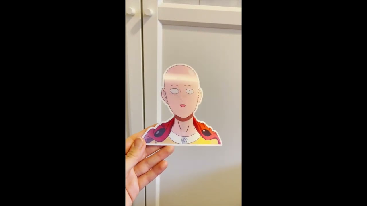 Saitama One punch man 3d Motion Peeker sticker High quality waterproof - Anime Stickers - Manga