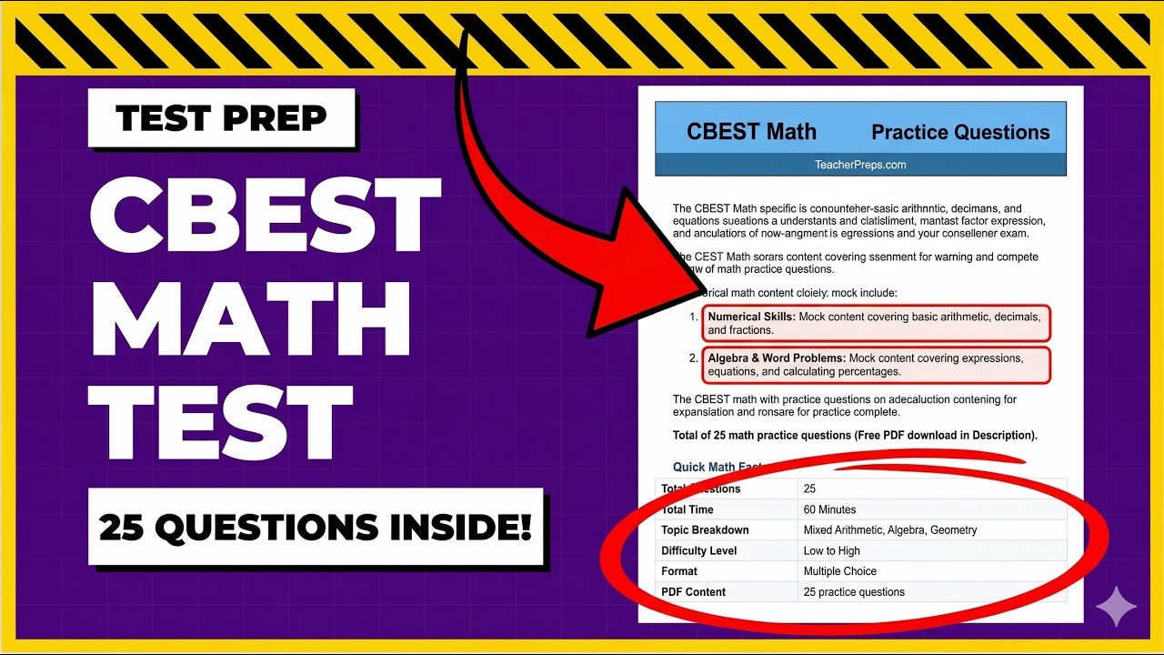 CBEST Math Practice Test - 25 Questions (Free PDF in Description)