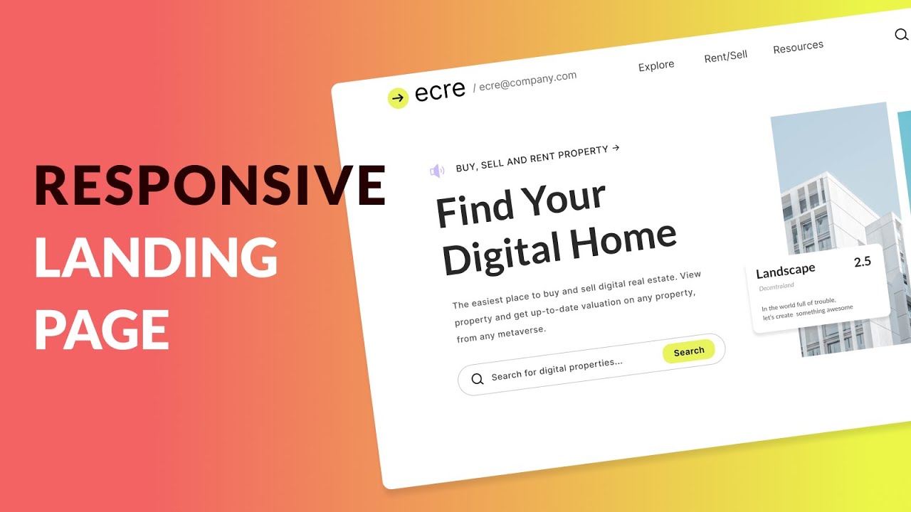 Responsive Landing Page Using HTML CSS And JavaScript