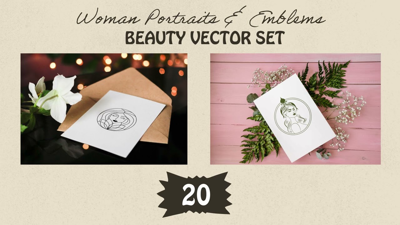 Flawless Faces: 20 Woman Portraits & Emblems - Beauty Vector Set