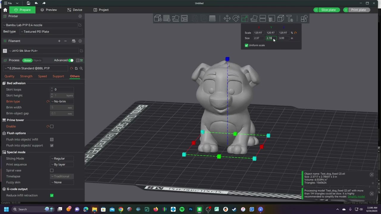 How to Resize / Scale an STL / 3D MODEL in Bambu Studio, for P1P / X1C