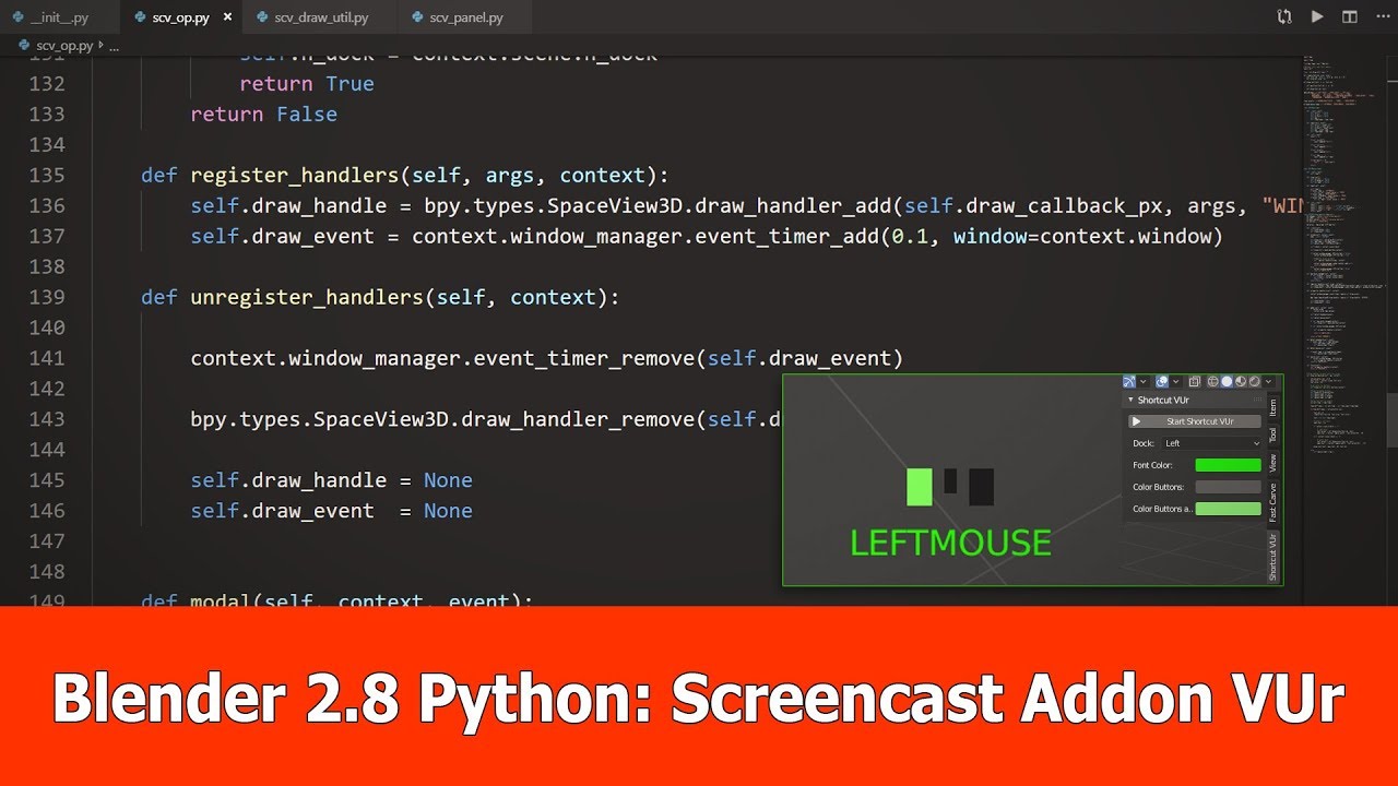 Blender 2.8 Python Programming : Screencast Keys Addon