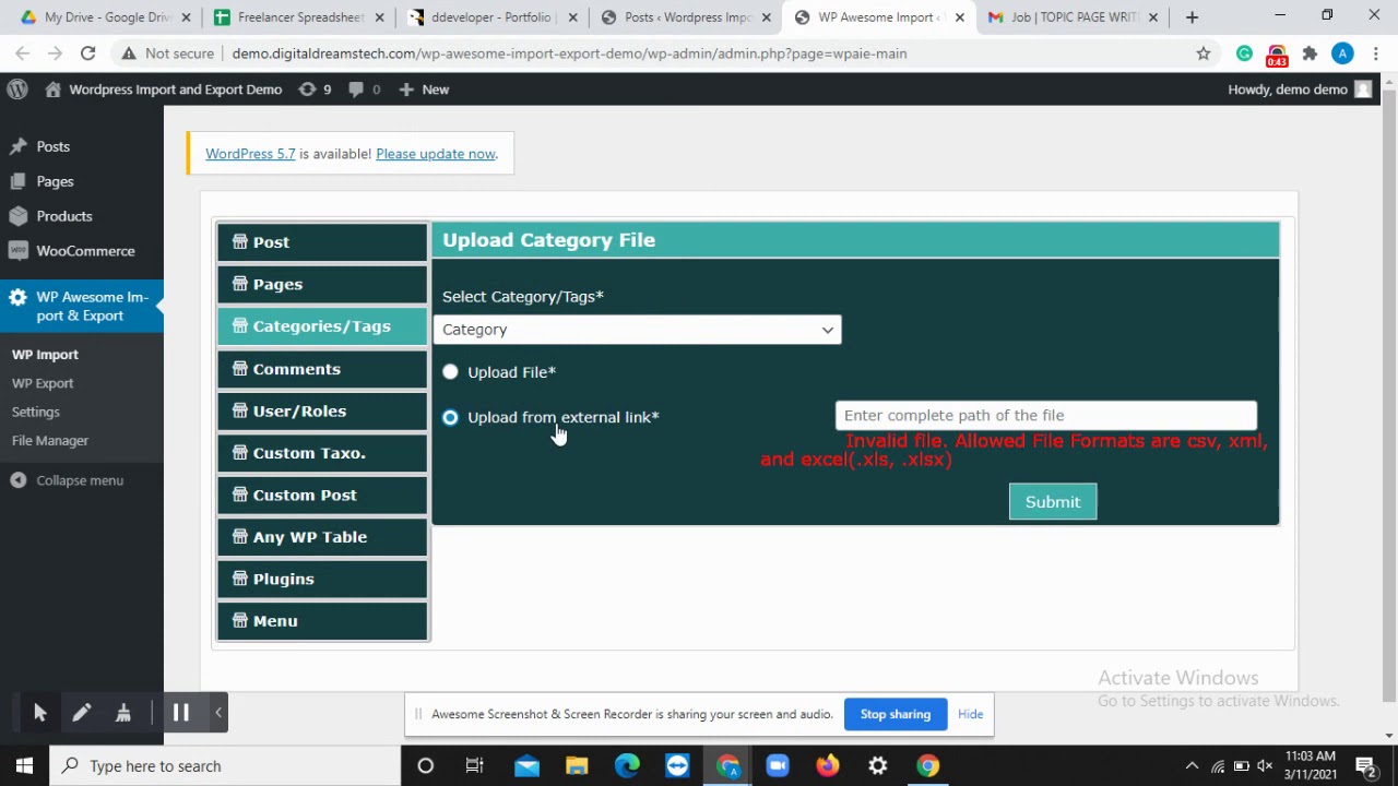 WP Awesome Import Export Plugin (Import Demo)