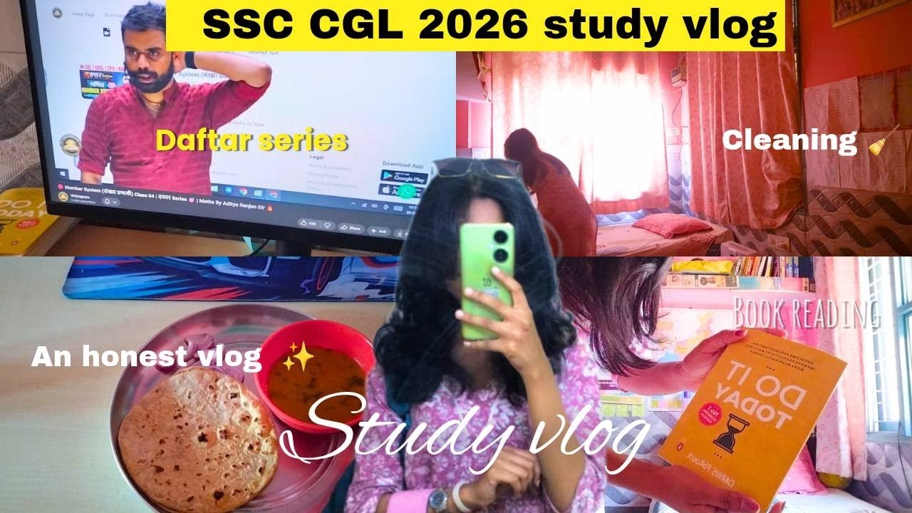 An honest day in life of ssc cgl aspirant | Study vlog 🎀✨