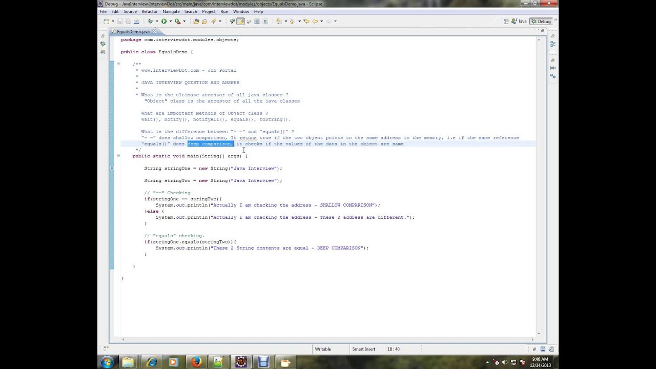 Java Interview Question And Answer Difference Between == And equals  Java Interview Question
