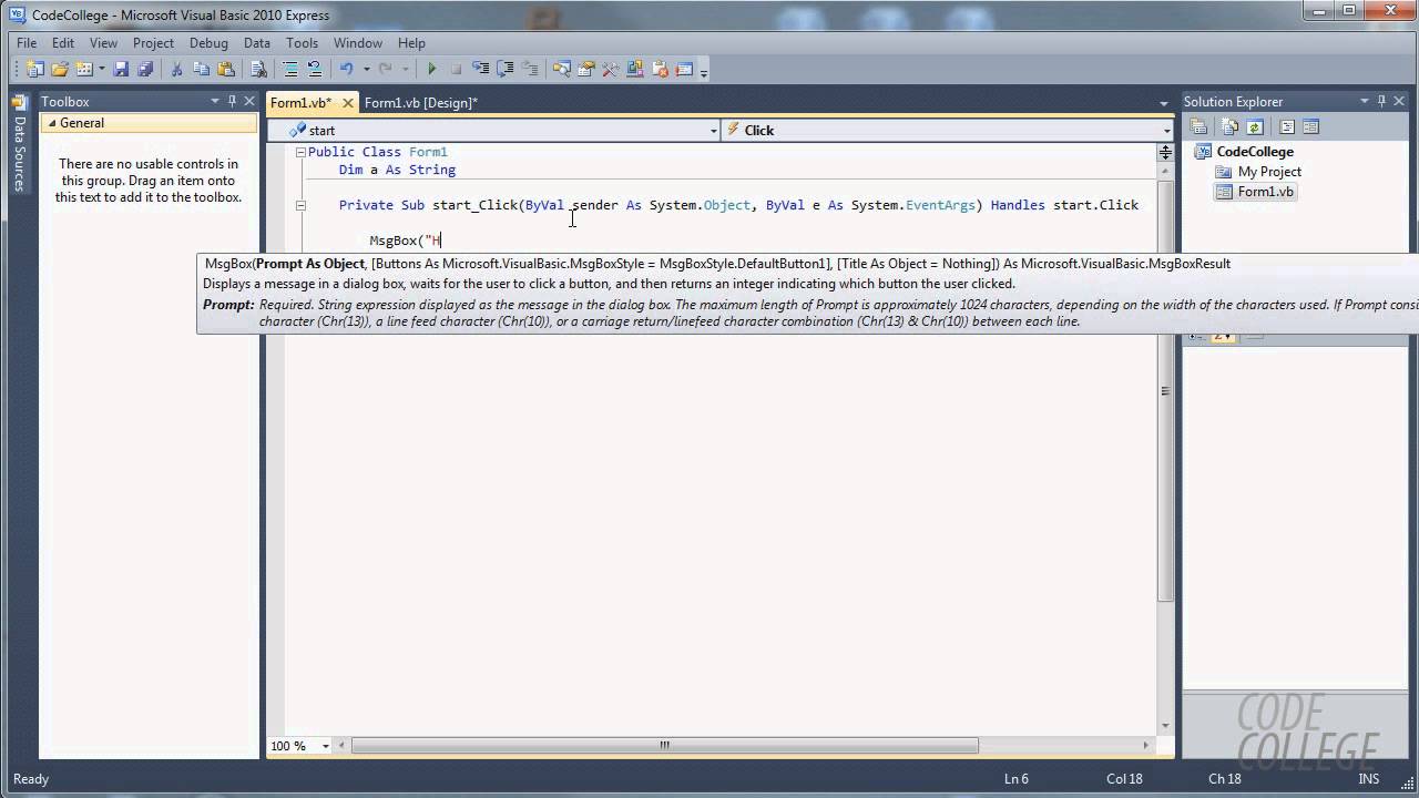 Visual Basic 2010 Express Edition - Tutorial 1 (Getting started)