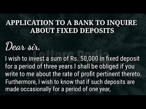 How do I write a letter to the bank manager about a fixed deposit.