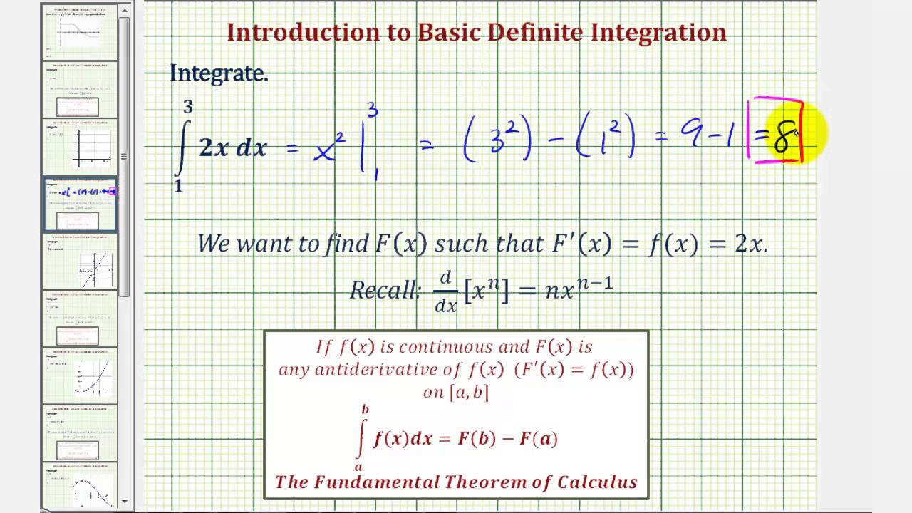 Ex: Evaluate a Basic Definite Integral of a Basic Linear Function Using the FTC