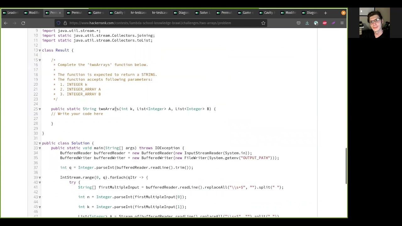 Permuting Two Arrays - Hackerrank Problem