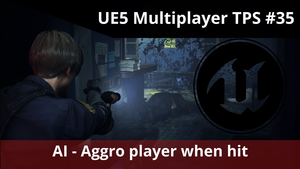 Unreal Engine 5 Multiplayer TPS tutorial #35 - AI Aggro and chase player when damaged