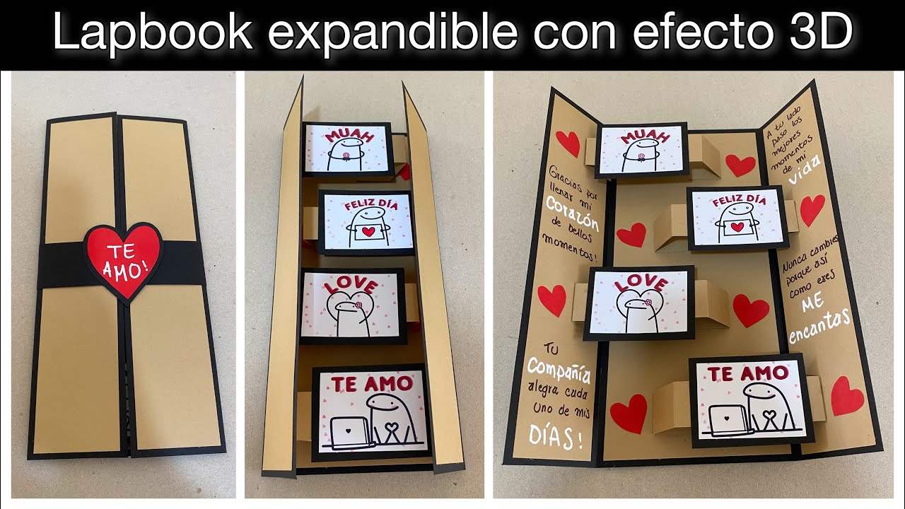 Sorprende a tu novio (a) | Lapbook EXPANDIBLE con efecto 3D de amor
