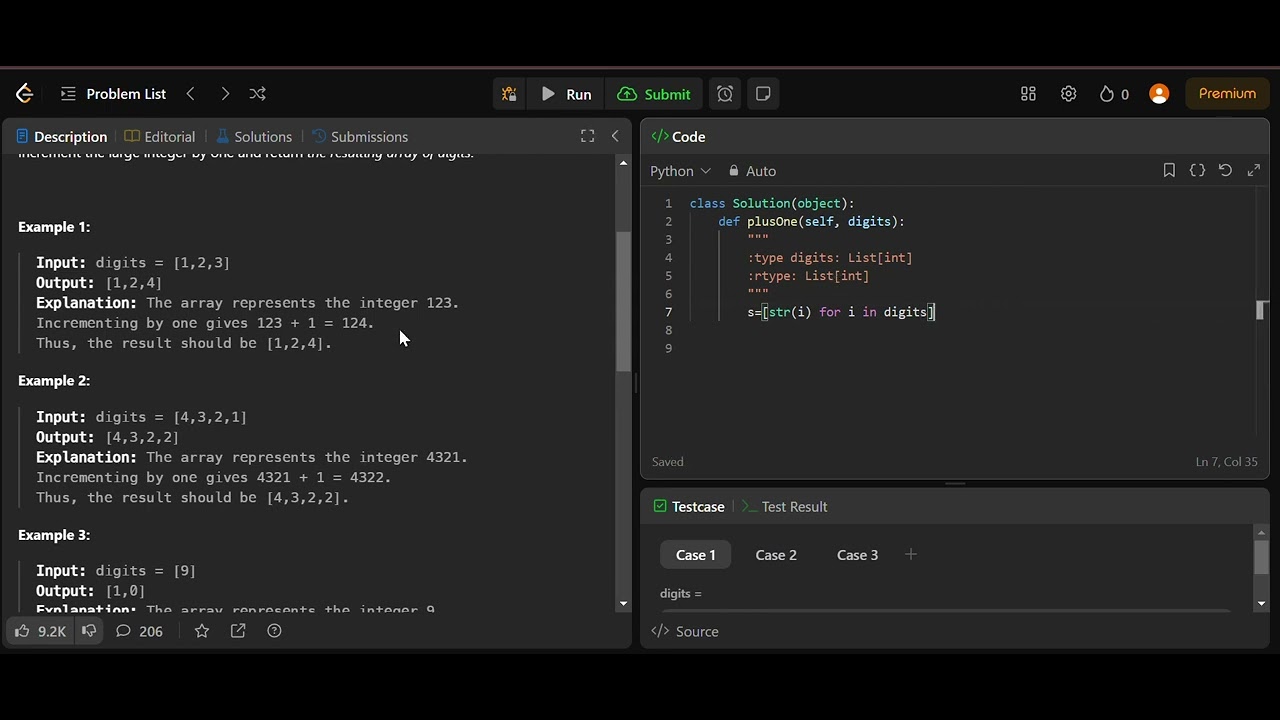 Leet code #66 ||Plus one || python easy solution #leetcode #coding #software #python