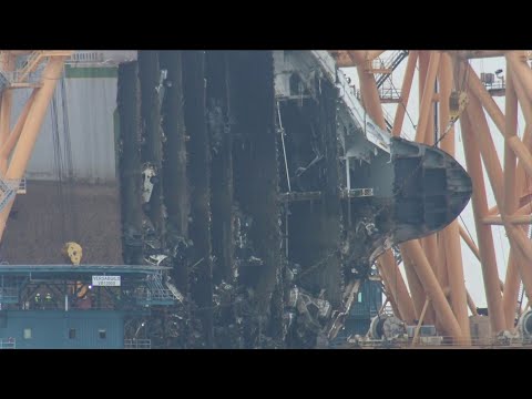 Capsized Car-Carrying Cargo Ship Cut in Half as Salvage Continues