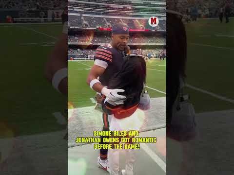 #SimoneBiles and Jonathan Owens got romantic before the game! 😍❤️ #NFL #ChicagoBears #Bears