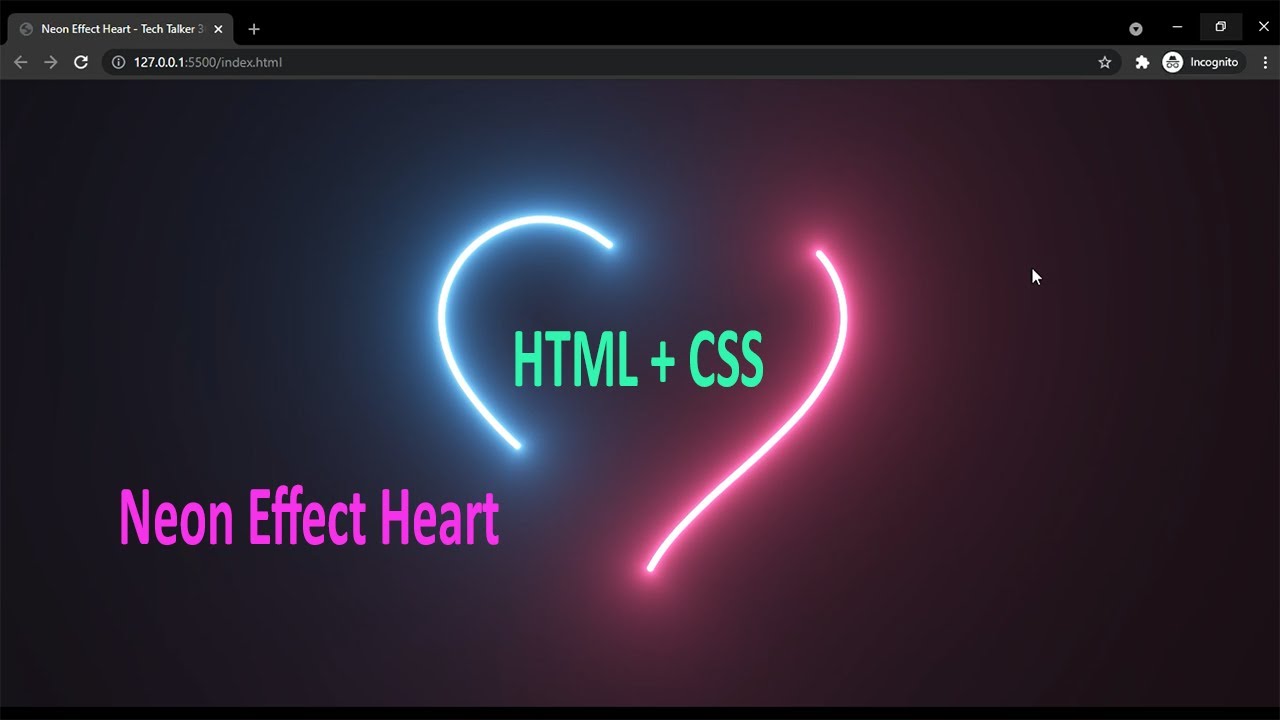 Neon Effect Heart   ||   HTML + CSS + JavaScript