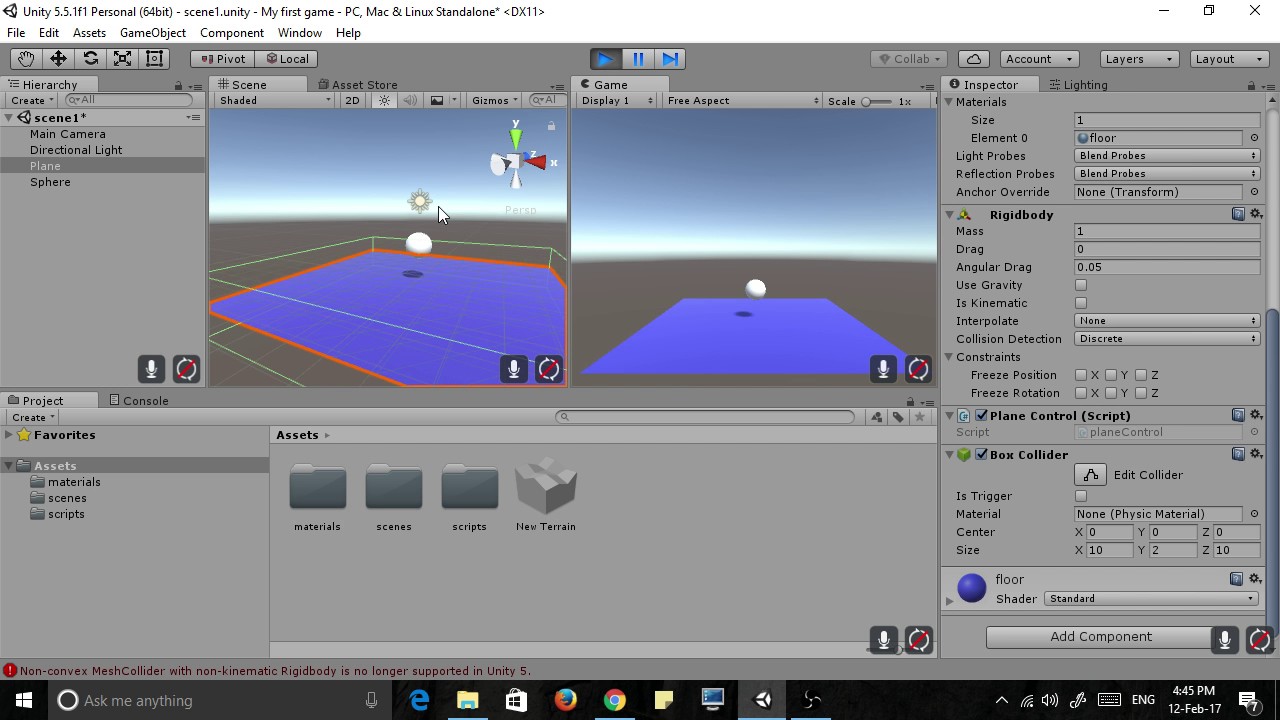 Unity plane not colliding fix