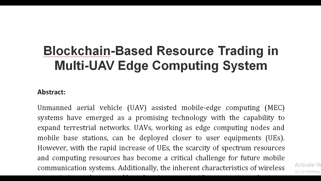 Blockchain Based Resource Trading in Multi UAV Edge Computing System