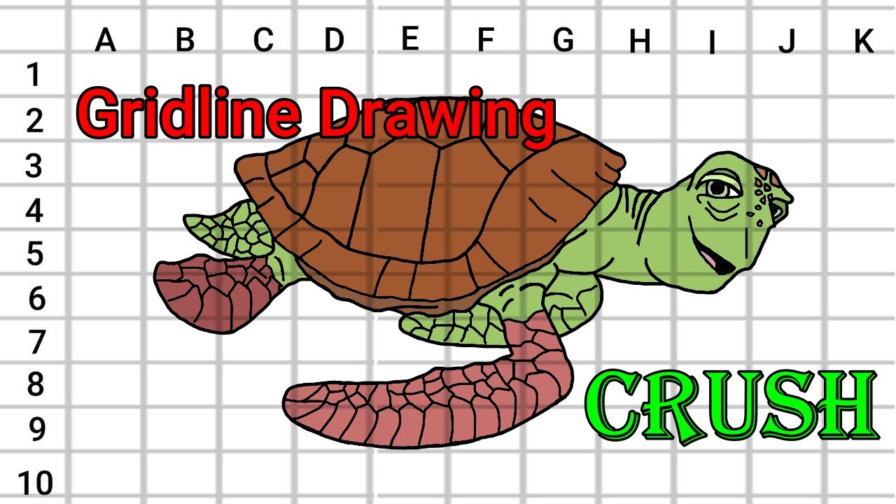 How to Draw Walt Disney Cartoon Characters / Crush from Finding Nemo / Disney Entertainment Art
