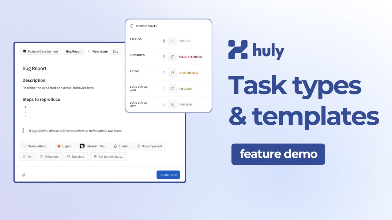 Customize your Huly task tracker with task types & templates