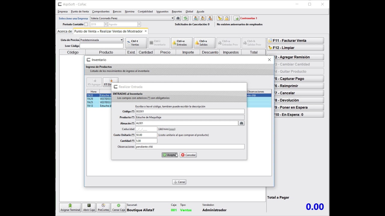 ¿Cómo dar entradas a Inventarios desde el Punto de Venta?