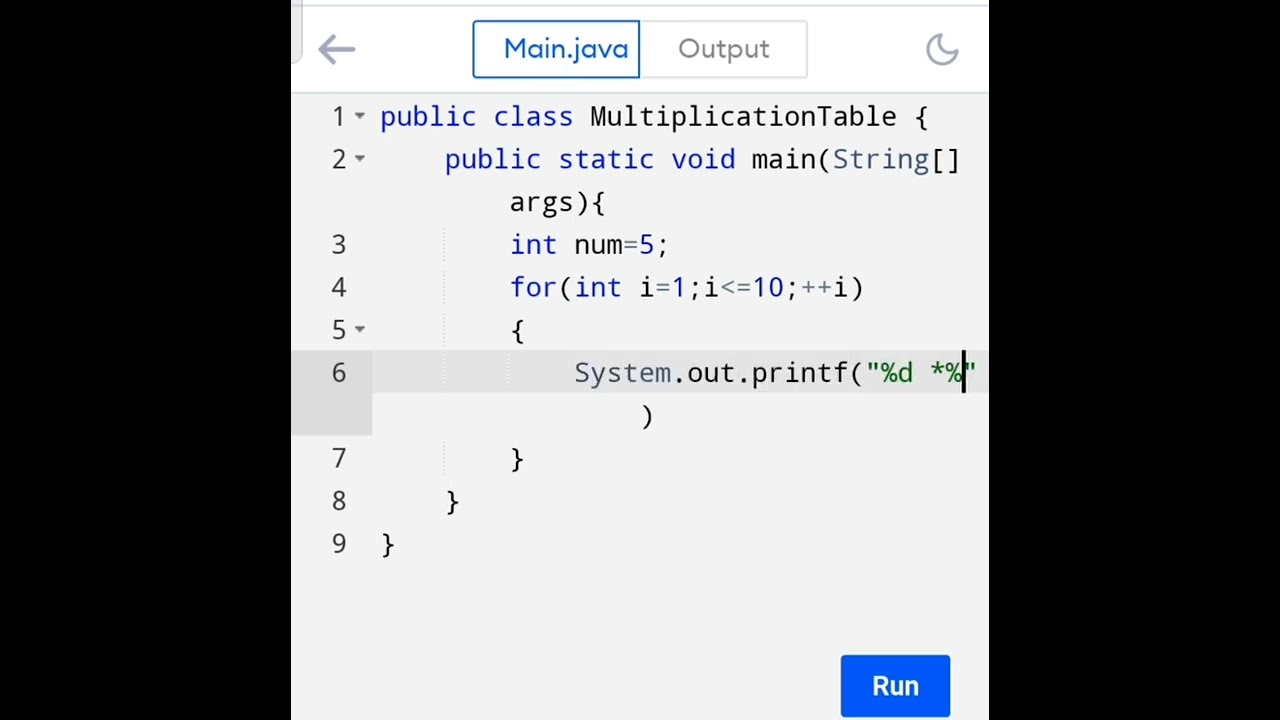 Multiplication table in Java #shorts #short #viralshort  @Studywithraj86