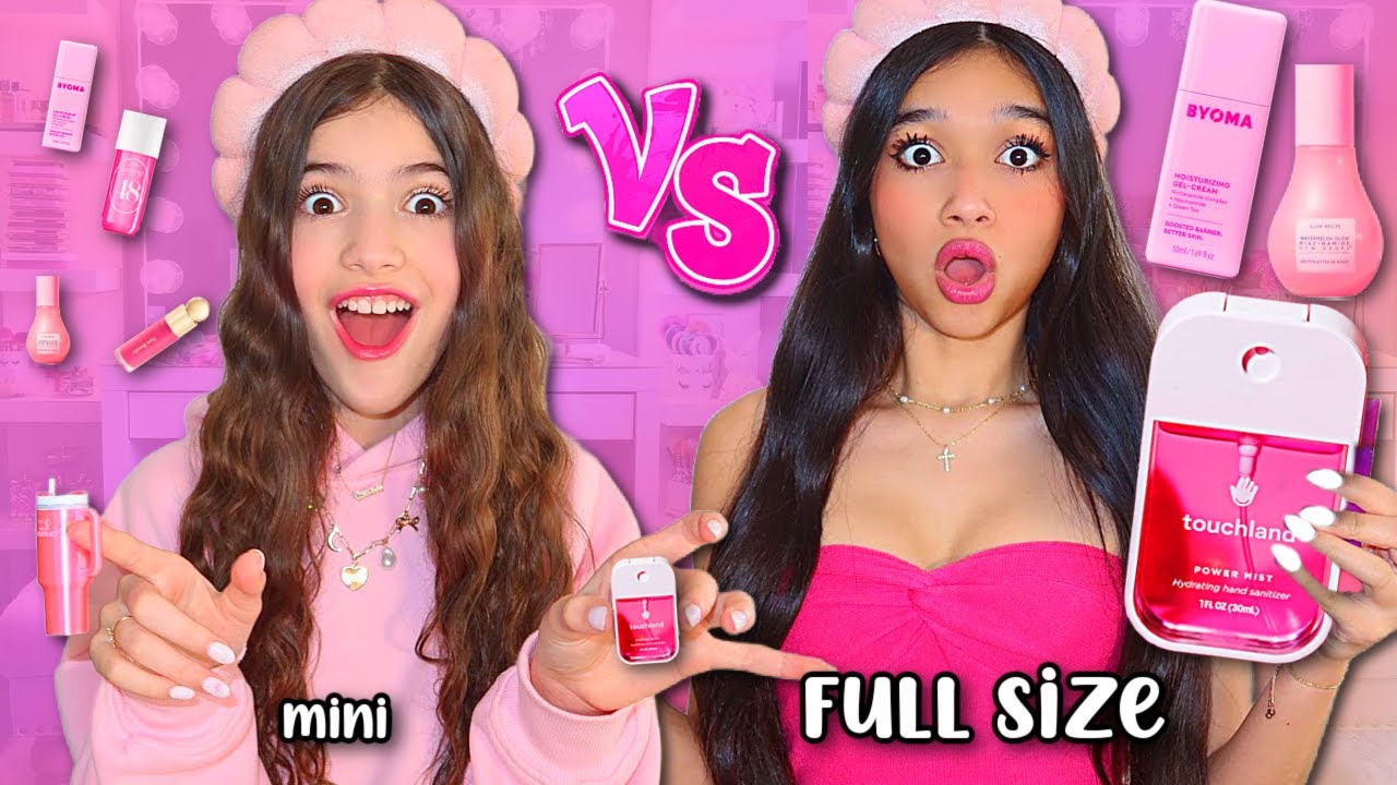 mini VS FULL size PREPPY MAKEUP & SKINCARE ROUTINE!💓