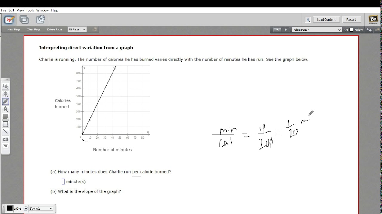 Interpreting direct variation from a graph