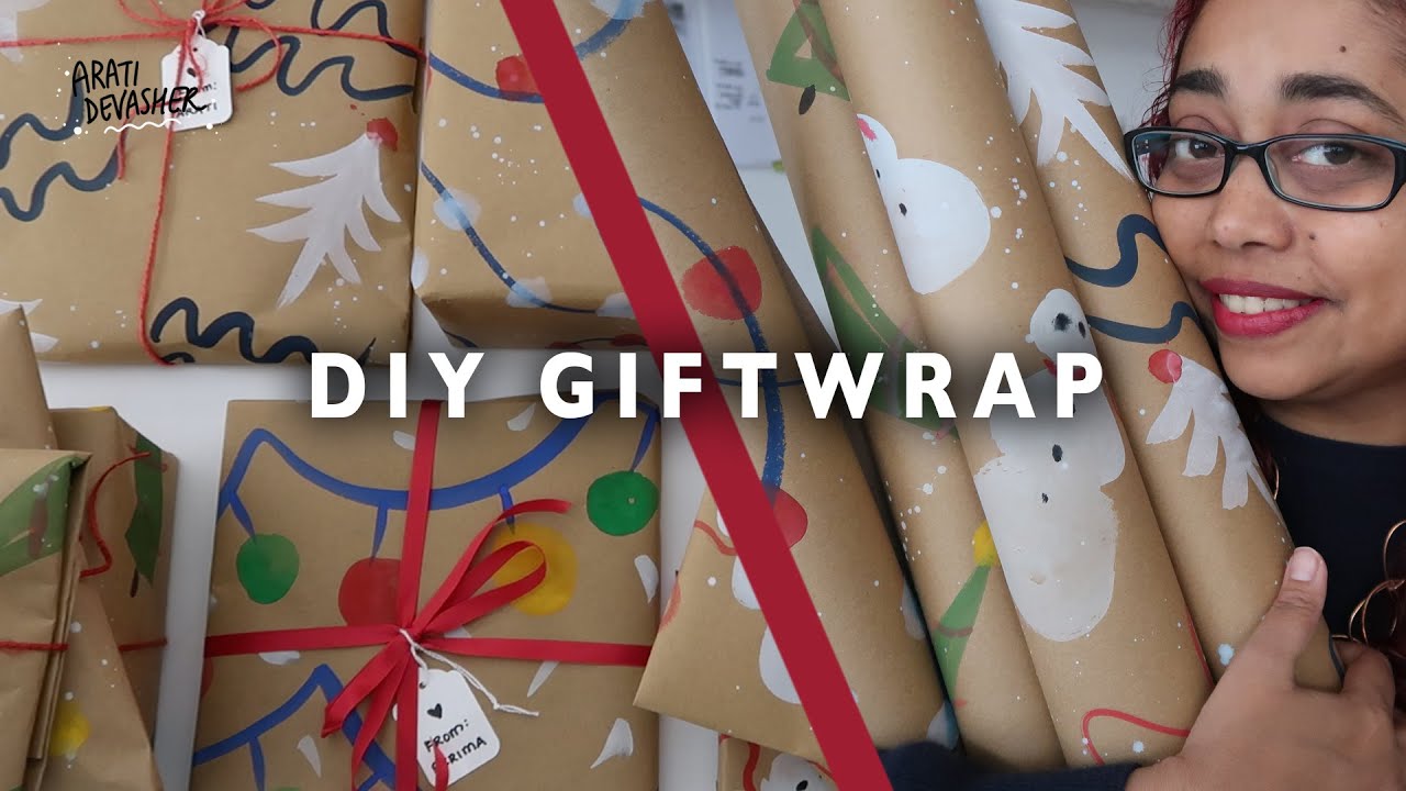 DIY WRAPPING PAPER – painting kraft paper to wrap Christmas presents