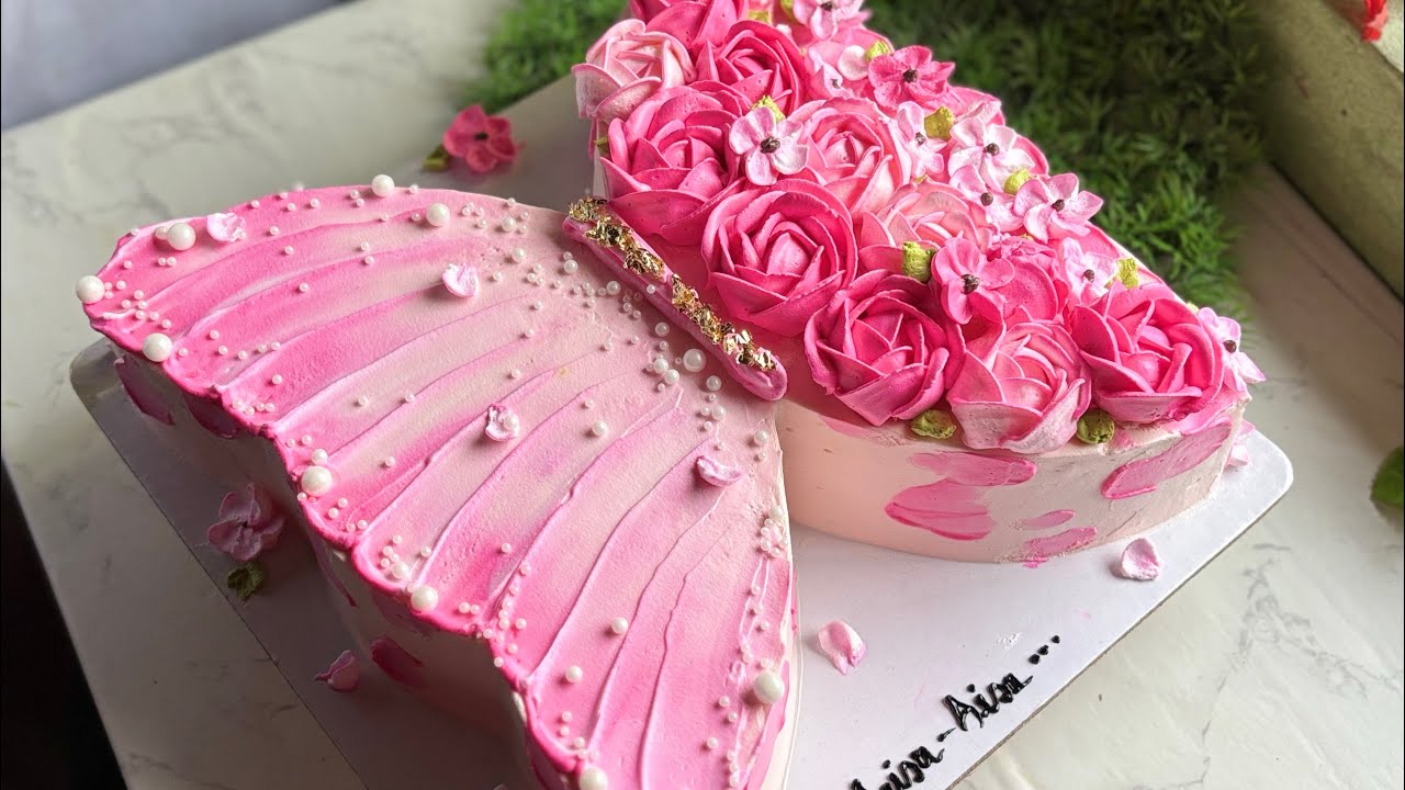Elegant Butterfly Cake Design | Pink Floral Butterfly Cake Decoration Tutorial |
