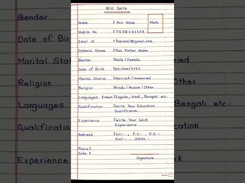 Simple Bio Data Formats for Job ||