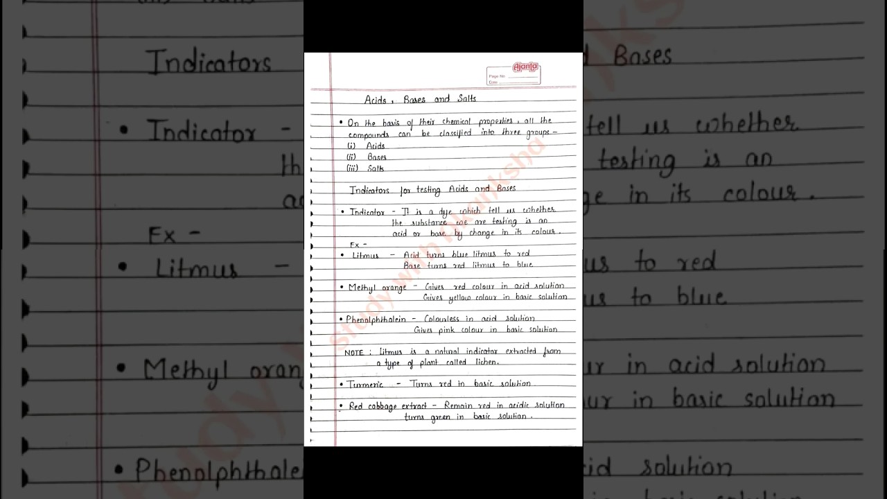 Class 10 S Chand Chemistry | Acids, Bases and Salts handwritten notes | CBSE | NCERT  SCIENCE | BSEB