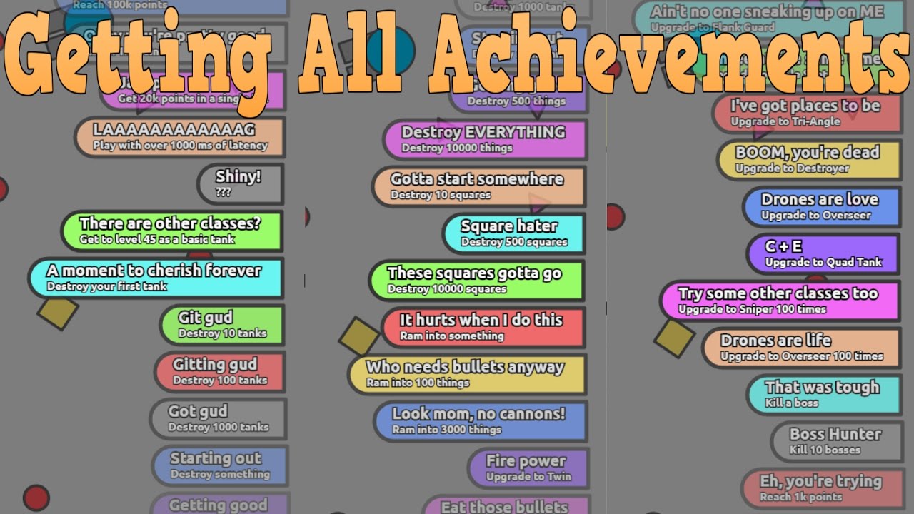 UNLOCKING ALL Achievements | Achievement Hunter Part 1: The basics | Diep.io