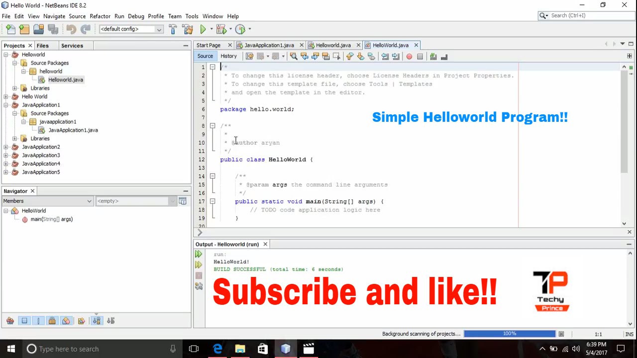 Java simple Helloworld program using netbeans | Easy Tutorial 1