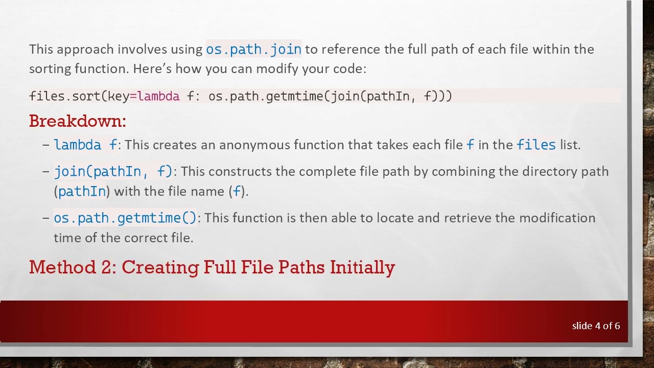 How to Sort Files by Creation Date in Python for Video Processing