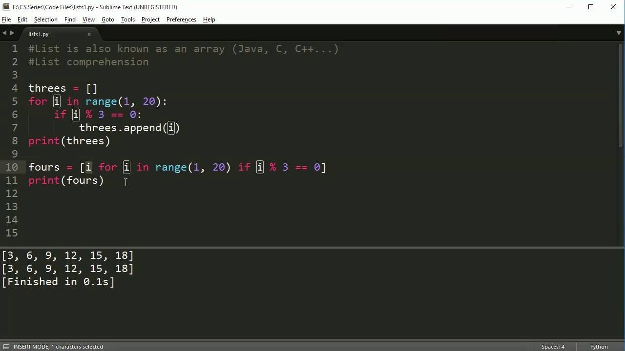 Python Programming Series (Lists 8): List comprehension