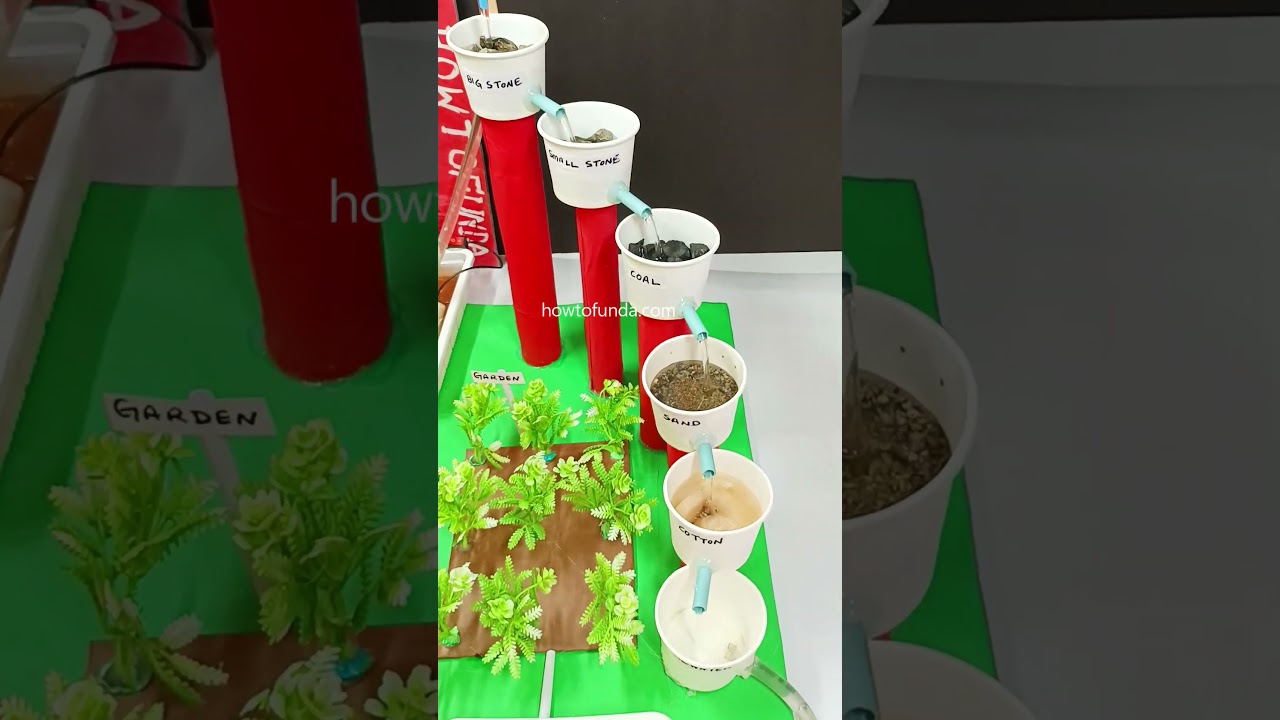 waste water treatment plant working model - water purification for science project | howtofunda