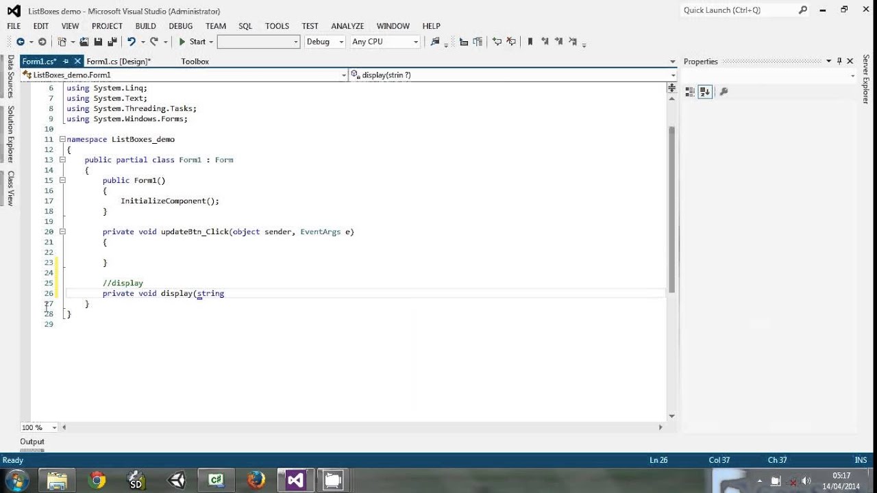 C# Beginners Tutorial ; Static and Dynamic ListBox video