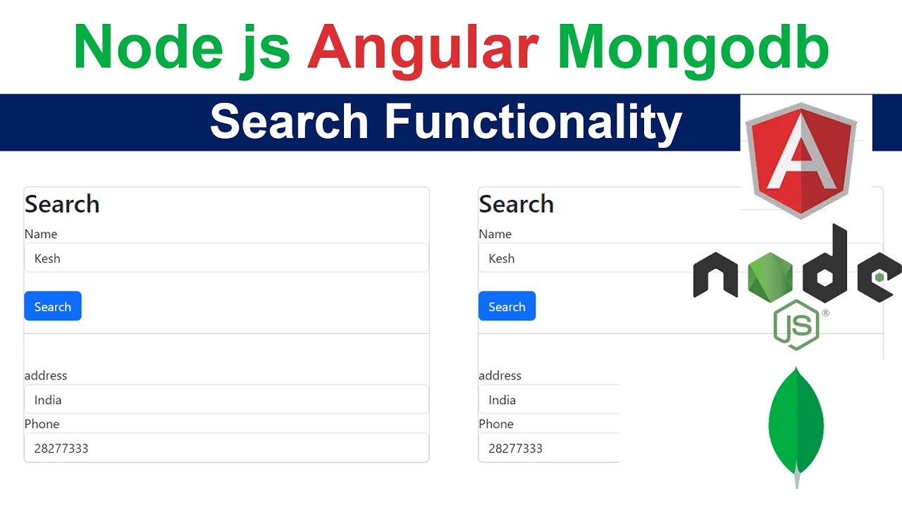 Node js Angular Mongodb  Search Functionality