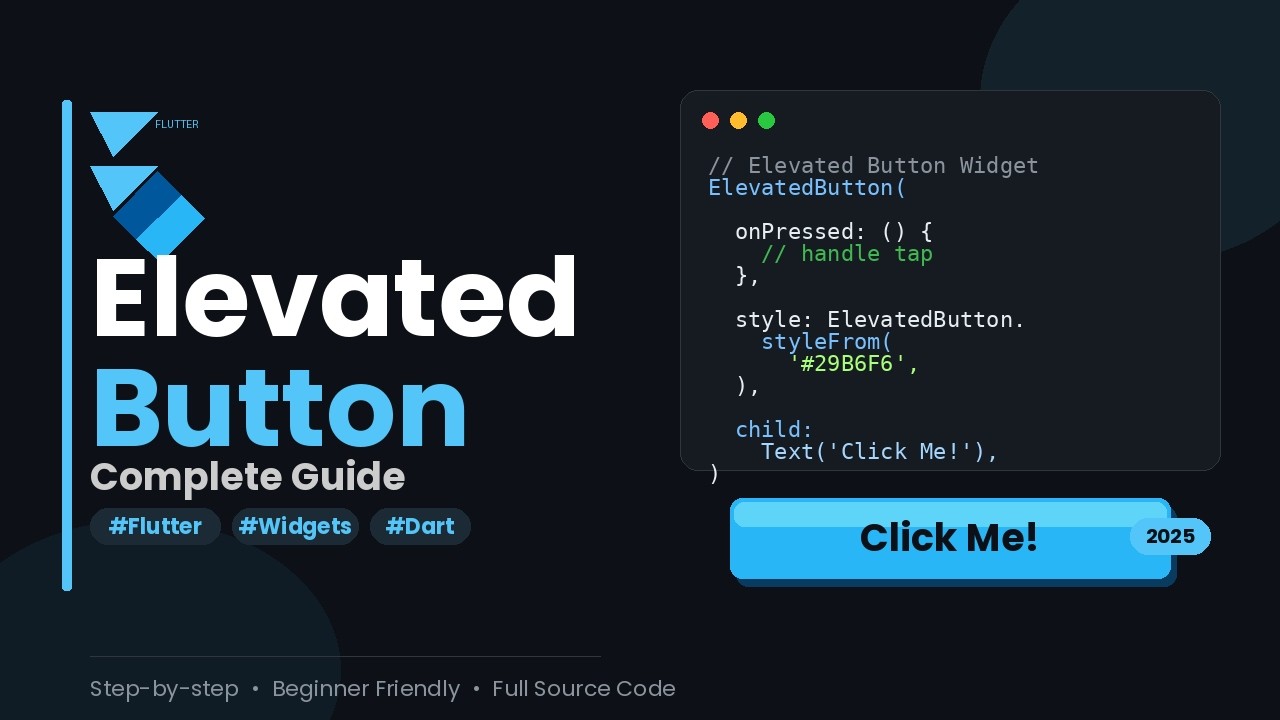 Flutter ElevatedButton Tutorial for Beginners – Style, Disable & Customize Buttons | Flutter 2026
