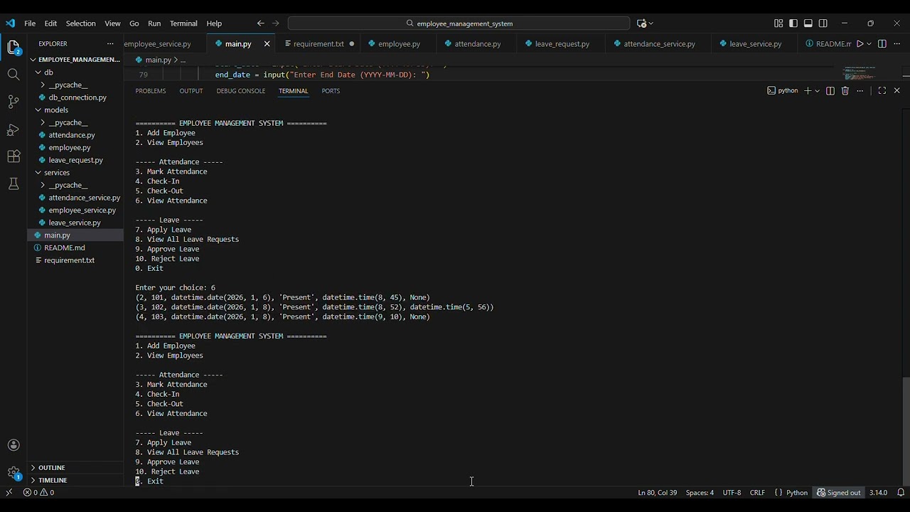Employee Management System | Python + SQL Server | Project Demo