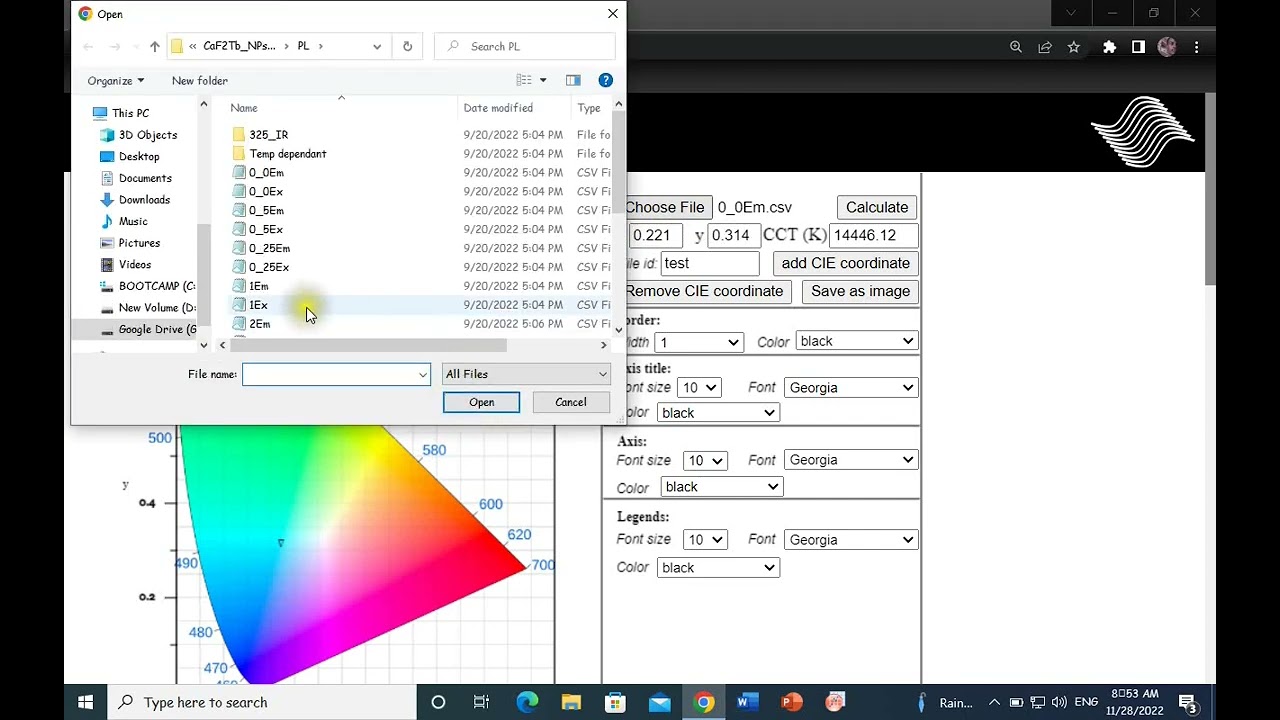 How to calculate CIE 1931 color coordinates of an emission spectrum (An online application)