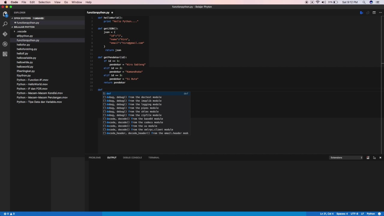 Belajar Pemrograman Python Part 6 - Function atau Method pada Python