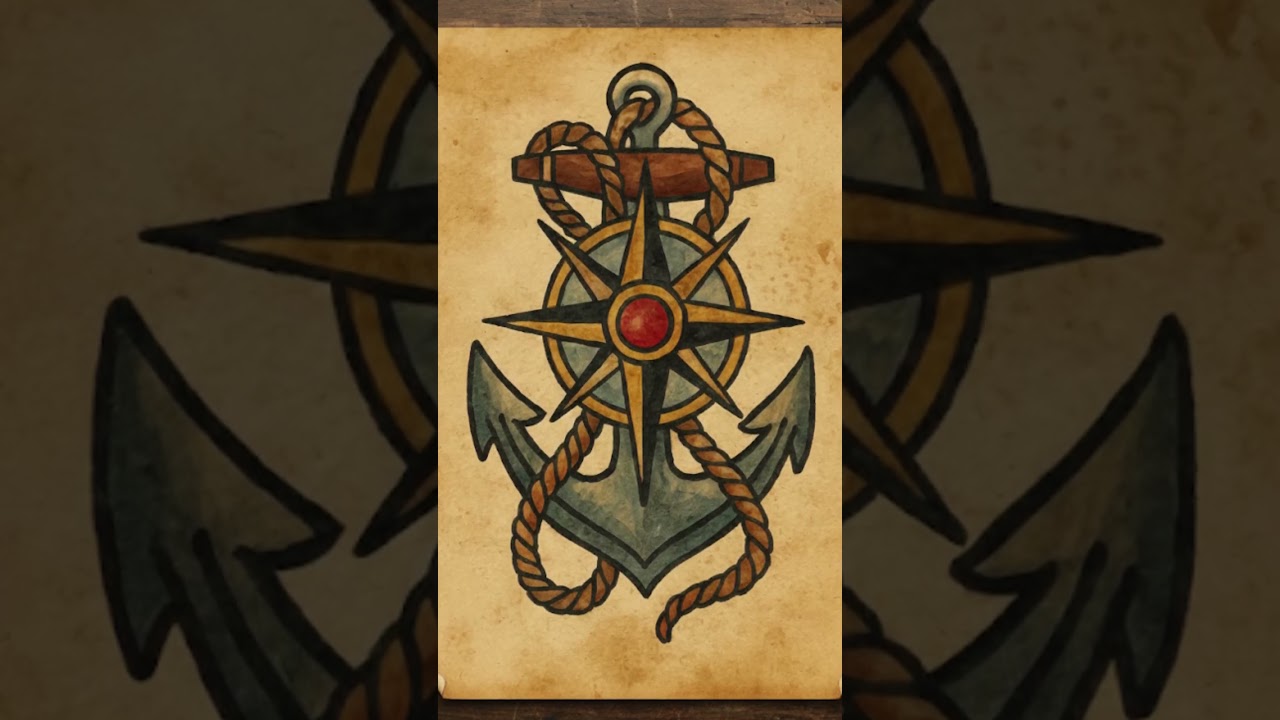 Traditional Old School Compass Tattoo Designs 🧭 #compasstattoo #tattooideas #oldschooltattoo