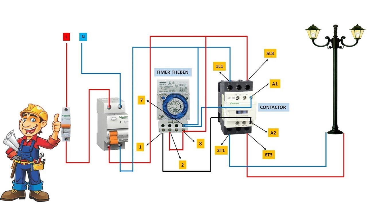 WIRING CONNECTION WITH CONTACTOR FOR TIMER SWITCH