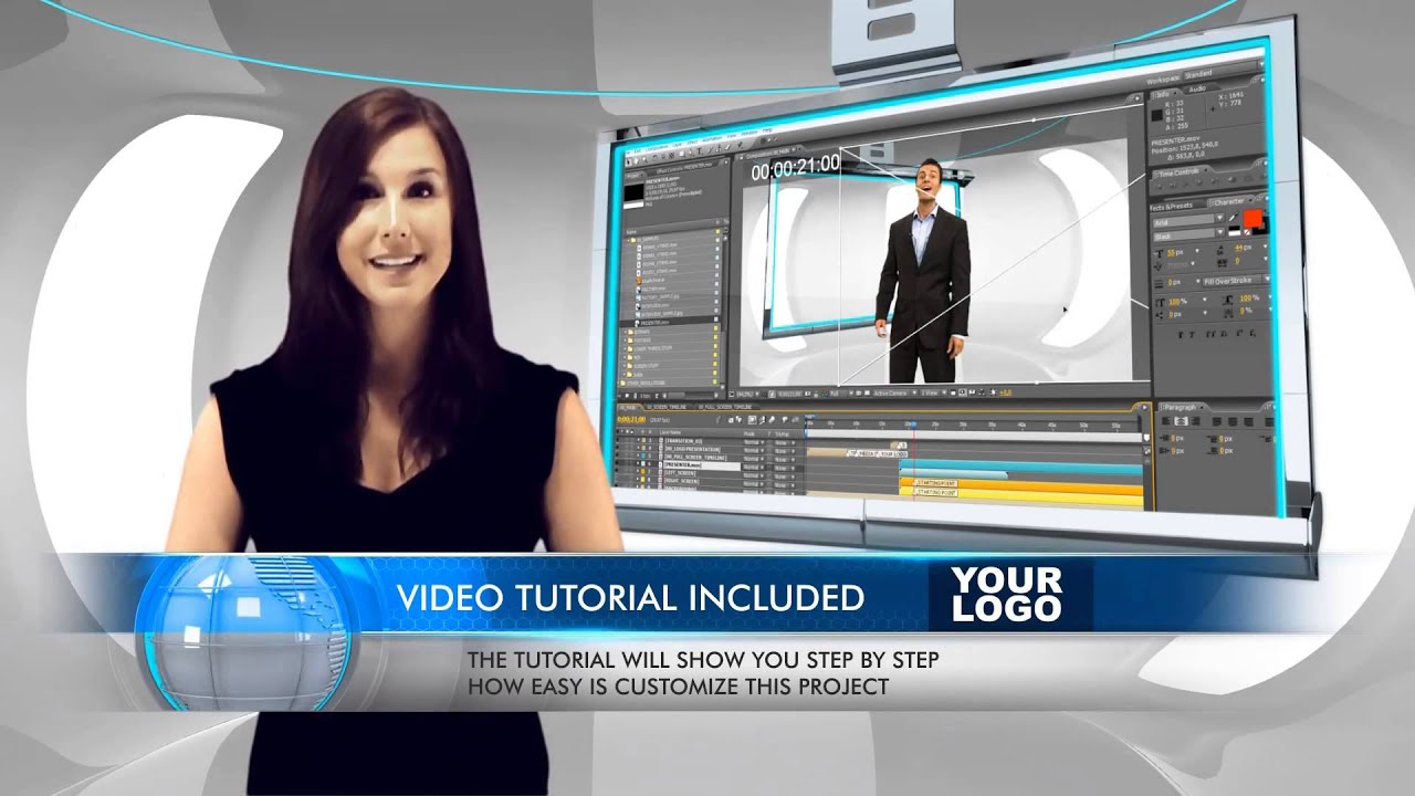 Virtual Studio - Business Studio Virtual Studio Set For Broadcasting