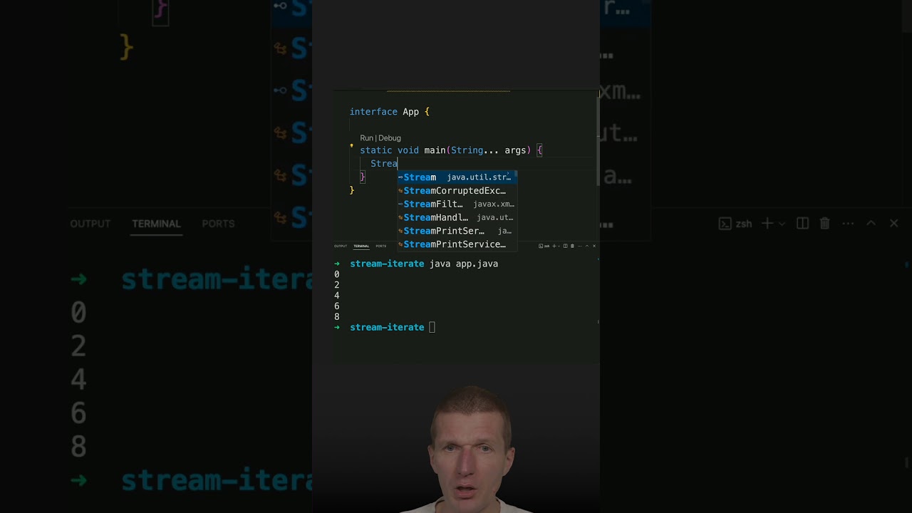 Stream.iterate vs. for-loop #java #shorts #coding #airhacks