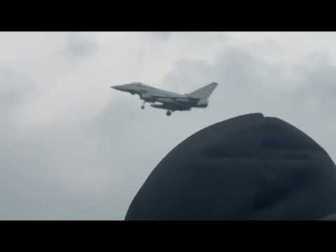 RAF Eurofighter Typhoon low approach training at Newcastle airport :D