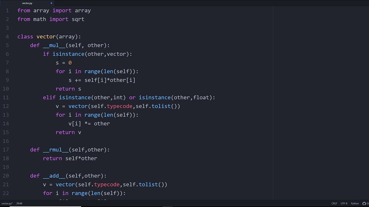 PYTHON - Lets Make a Vector Class (Subclassing, Namespacing and Operator Overloading)