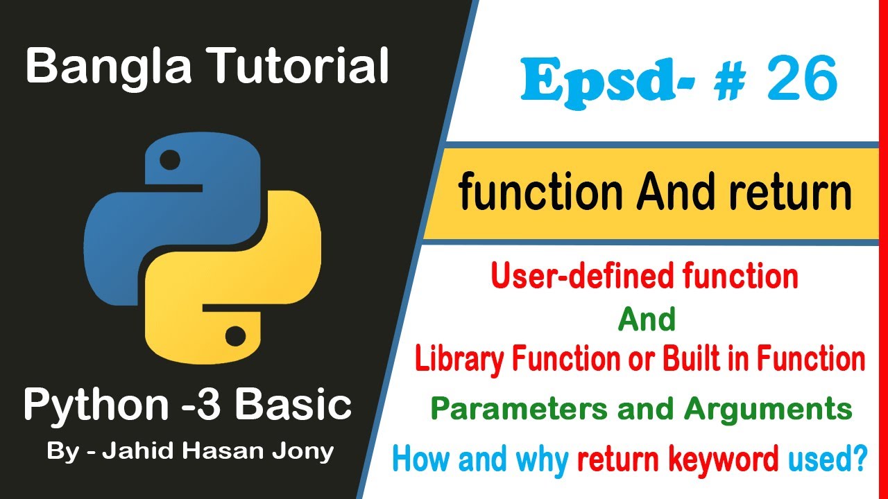 Python Basic Bangla Tutorial 26 – function and return keyword