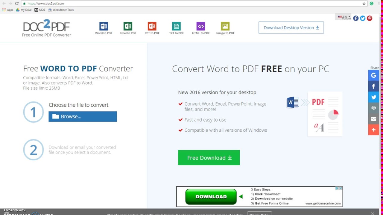 Convert A Word Document to a PDF Using Doc2PDF.com